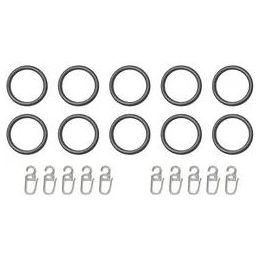 Gardinenring Indeko, grau, Ø:2cm, Metall, Gardinenbefestigungen, für Vorhangstangen bis Ø 20 mm