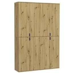 Garderoben-Set Inosign "Trondheim, Breite 122cm, best. aus 2 Schränken, 8 Türen, 18 Fächer", braun (nox oak nachbildung), B:122cm H:193cm T:34cm, Holzwerkstoff, Kastenmöbel-Sets, inkl. ausziehbarer Kleiderstange, Garderobenschrank, Kleiderschrank