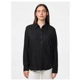 Hemdbluse Pieces "PCPIA LS LOOSE SHIRT WVN NOOS", Damen, Gr. XL (42), schwarz, Web, Obermaterial: 70% Viskose, 30% Leinen, unifarben, loose fit hüftbedeckend, Blusen, mit Leinen