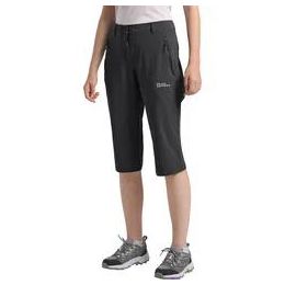 3/4-Hose Jack Wolfskin "HIKEOUT", Damen, Gr. 38, N-Gr, schwarz, Obermaterial: 94% Polyamid, 6% Elasthan, Hosen, Atmungsaktiv, schnell trocknend, wasserabweisend