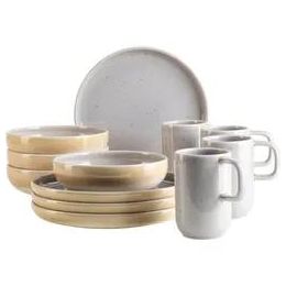 Mäser Frühstücks-Geschirrset MÄSER "CANDY, aus Steinzeug", lila (flieder), 12 Stk., Steinzeug, Geschirr-Sets, Geschirr-Set, Service