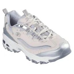 Sneaker Skechers "D'LITES-CHROMATIC", Damen, Gr. 37, silber (natur, silberfarben), Lederimitat, Textil, metallic, Schuhe, Plateausneaker, Schnürschuh mit Metallic Einsätzen