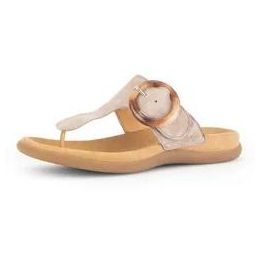 Dianette Gabor, Damen, Gr. 36, beige, Ziegenveloursleder, unifarben, Schuhe, Keilabsatz, Sommerschuh, Bequemschuh mit dekorativer Zierschnalle
