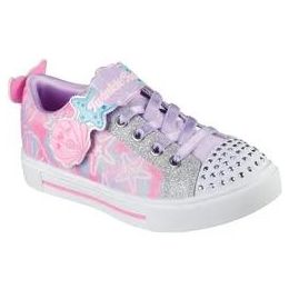 Sneaker Skechers KIDS "TWINKLE SPARKS", Kinder, Gr. 29, bunt (lavendel, multi), Lederimitat, Glitzer, kontrastfarbene Details, Schuhe, Blink,-Schlupfschuh mit Glitzer+Strass, Größenschablone zum Download