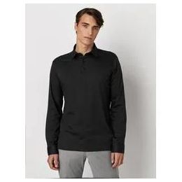 Langarm-Poloshirt DESOTO "Jerseypolo Essential Kent langarm", Herren, Gr. 3XL, schwarz (schwarz piqué), Piqué, Obermaterial: 100% Baumwolle, regular fit normal, Rundhals, eingesetzt 1-Knopf-Manschette mit Schlitz, Shirts, Flexibler Stretch