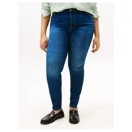 Skinny-fit-Jeans Tommy Hilfiger Curve "CRV DNM BLACK HARLEM U SKINNY HW", Damen, Gr. 46, N-Gr, blau (new doreen), Denim/Jeans, Obermaterial: 92% Baumwolle, 6% Elastomultiester, 2% Elasthan, unifarben, Jeans, in großen Größen