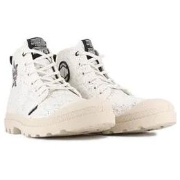 Schnürboots Palladium "STRANGER THINGS X PAMPA DEMODOG", Gr. 44, cream weiß, Textil, Schuhe, Schnürstiefel aus Canvas mit Print