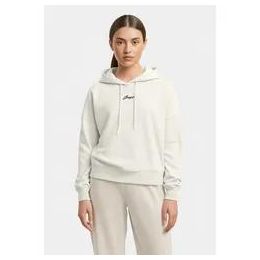 Hoodie BOSS ORANGE "Ehoody Premium Damenmode", Damen, Gr. L (40), weiß (open weiß 118), Sweatware, Obermaterial: 100% Baumwolle, unifarben, angesetztes Bündchen, Sweatshirts, mit gesticktem Logo