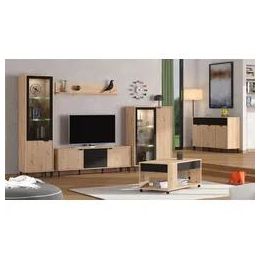 Wohnzimmer-Set Home Affaire "Mayenne, inkl. Vitrine H195cm, Highboard H137,5cm, TV-Board, Wandregal", weiß, neutral, B:304,5cm H:195cm T:40cm, Glas, Hartfaserplatte, MDF, Metall, Spanplatte, Kastenmöbel-Sets, Es besteht die Möglichkeit, Beleuchtung hinzuzufügen. Breite 304,5 cm
