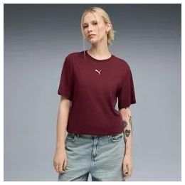 T-Shirt Puma "ESS RELAXED TEE", Damen, Gr. XL, rot (ruby shimmer), Jersey, Obermaterial: 100% Baumwolle, unifarben, relaxed fit normal, Rundhals, Shirts