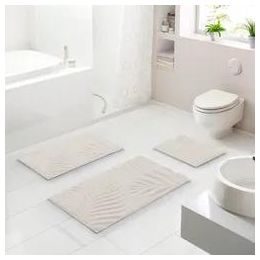 Badematte Grund "Ferya", beige (natur), H:20mm, Polyester, Badematten, Dezentes Blattmuster mit Hoch-Tief-Struktur, 5 Jahre Garantie