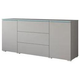 Sideboard Inosign "VERA, grifflos", grau (grau pallad), B:150cm H:67,9cm T:39,5cm, Sideboards, verstellbare Einlegeböden, Wahlweise mit oder ohne Beleuchtung