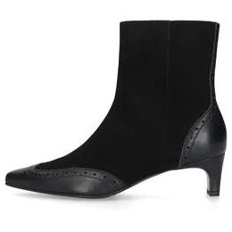 Schlupfboots Henry Stevens "Madison ZB40", Damen, Gr. 38, schwarz, Ziegenvelours und Kalbsleder, Schuhe, Damen Stiefelette mit Absatz handgefertigt, Lederschuh