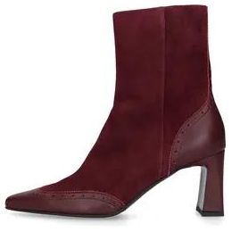 Schlupfboots Henry Stevens "Madison ZB70", Damen, Gr. 38, bordeaux, Ziegenvelours und Kalbsleder, Schuhe, Damen Stiefelette mit Absatz handgefertigt, Lederschuh