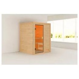 Sauna Karibu ""Sandy" mit bronzierter Tür, naturbelassen", beige (naturbelassen), ohne Ofen, ohne Steuerung, (ohne Ofen), Saunen, aus hochwertiger nordischer Fichte