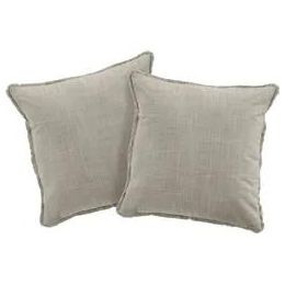 Dekokissen "Marusha", beige (taupe), B:50cm L:50cm, Polyester, LeGer Home by Lena Gercke, Dekokissen_Sitzkissen_Kissenhüllen, Leinenoptik, 50x50 Dekokissen, Fransen, modern, ohne Füllung, 1Stk.