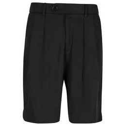 Chinoshorts ANOTHER COTTON LAB "Another Cotton Lab Double Pleated Shorts", Herren, Gr. M, US-Größen, schwarz, 50% Baumwolle, 45% Polyester, 5% Elasthan, unifarben, normal, Hosen
