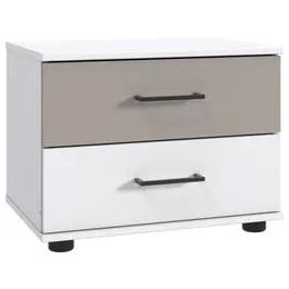 Nachtkommode wimex "Taiga", weiß (weiß, saharagrau), B:52cm H:40cm T:38cm, Spanplatte, Sideboards, mit 2 Schubladen, 52cm breit