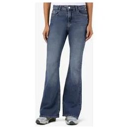 Bootcut-Jeans Noisy may "NMKAREEN HW FLARE LEG JEANS AZ436MB NOOS", Damen, Gr. 29, Länge 32, blau (medium blau denim), Denim/Jeans, Obermaterial: 99% Baumwolle, 1% Elasthan, unifarben, Jeans