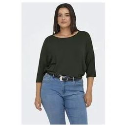 3/4-Arm-Shirt Only CARMAKOMA "CARLAMOUR 3/4 TOP JRS NOOS", Damen, Gr. L, forest night, Single Jersey, Obermaterial: 65% Polyester, 30% Viskose, 5% Elasthan, unifarben, regular fit normal, Rundhals, Shirts