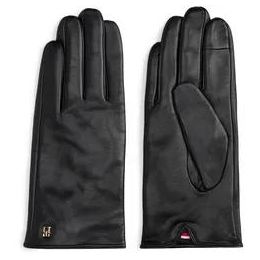 Lederhandschuhe Tommy Hilfiger "TH ELEVATED CHIC LEATHER", Damen, Gr. S/M, schwarz, Rindsleder, Handschuhe, Finderhandschuhe, für Damen