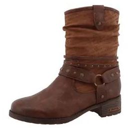 Winterboots Mustang SHOES "Fabienne", Damen, Gr. 39, braun (dunkelbraun), Lederimitat, used, Schuhe, Stiefelette, Westernboots im Used-Look