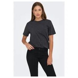 Kurzarmshirt Only "ONLMONJA S/S STUDS TEE JRS", Damen, Gr. M, phantom detail:studs, Jersey, Obermaterial: 100% Baumwolle, Glitzermuster, regular fit, Rundhals, Shirts, mit Glitzer-Effekt