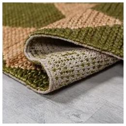 Teppich FLAIR RUGS "Effie Diamond", gr&uuml;n, B:60cm H:5mm L:230cm, Baumwolle, Jute, Teppiche, Teppich, handgekn&uuml;pft