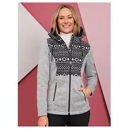 Langjacke Classic Basics, Damen, Gr. 56, grau (grau, meliert), 100% Polyester, Einsatz:94% Polyester, 6% Elasthan, bedruckt, gemustert, Jacken