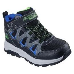 Klettstiefel Skechers "STORM BLAZER", Kinder, Gr. 30, schwarz, blau, Lederimitat, Textil, kontrastfarbene Details, Schuhe, Freizeitschuh mit waterproof, Größenschablone zum Download