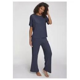T-Shirt s.Oliver, Damen, Gr. 36/38, dunkelblau, meliert, Rippware, Obermaterial: 92% Viskose (LENZINGTM), 8% Elasthan, meliert, lässig geschnitten, Rundhals, Shirts, Aus weicher Rippqualität