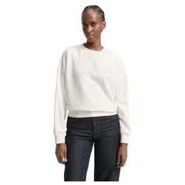 Sweatshirt Tom Tailor DENIM, Damen, Gr. S, sanftes weiß, Sweatware, Obermaterial: 52% Baumwolle, 48% Polyester, unifarben, regular fit normal, Rundhals, Rippbündchen, Sweatshirts, mit Rippbündchen