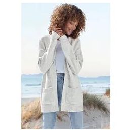Strickjacke Vivance, Damen, Gr. 44/46, hellgrau meliert, Strick, Obermaterial: 53% Polyester, 37% Polyacryl, 10% Polyamid, meliert, figurumspielend Po-bedeckend, ohne Ausschnitt, Strickjacken, aus kuscheliger Strickqualität, Cardigan