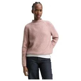 Strickpullover Tom Tailor DENIM, Damen, Gr. S, antique rose melange, Rippstrick, Obermaterial: 62% Polyacryl, 25% Polyester, 10% Baumwolle, 3% sonstige Fasern, meliert, relaxed fit Po-bedeckend, ohne Ausschnitt, gerader Abschluss, Pullover, mit Stehkragen