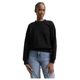Sweatshirt Tom Tailor DENIM, Damen, Gr. L, deep schwarz, Sweatware, Obermaterial: 52% Baumwolle, 48% Polyester, unifarben, regular fit normal, Rundhals, Rippbündchen, Sweatshirts, mit Rippbündchen
