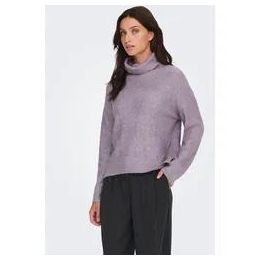 Rollkragenpullover Only "ONLARIZONA LS SEQUINS ROLLNECK PULL KNT", Damen, Gr. M, nirvana detail:melange, silber sequins, Strick, Obermaterial: 58% Polyacryl, 23% Nylon, 12% Polyester, 5% metallisierte Fasern, 2% Elasthan, meliert, regular fit, Pullover