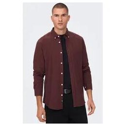 Only & Sons Langarmhemd ONLY & SONS "ONSNIKOLA LS MELANGE SHIRT OTL", Herren, Gr. M, N-Gr, burnt henna detail:melange, Web, Obermaterial: 100% Baumwolle, meliert, slim fit, Hemden