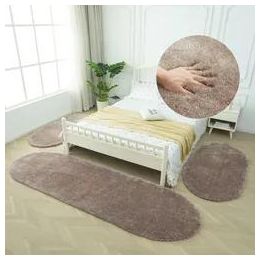 Hochflor-Bettumrandung Bruno Banani "Dana Teppich, Kundenliebling" Gr. 14, taupe, H:30mm, Obermaterial: 100% Polyester, Bettumrandungen, unifarben, Mikrofaser, pflegeleicht, Bettvorleger, Schlafzimmer