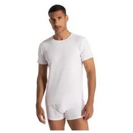 Rundhalsshirt Bruno Banani "FINE RIB", Herren, Gr. XL, weiß, Feinripp, Obermaterial: 96% Baumwolle, 4% Elasthan, unifarben, Basic schmal hüftbedeckend, Rundhals, Shirts, Feinripp, Kurzarm, Rundhalsausschnitt, Cotton-Mix