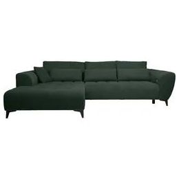 Ecksofa WERK2 "Memo Garay", grün, B:287cm H:64cm T:220cm, 100% Polyester, Sofas, Luxus in Übergröße: XXL-Liegefläche, Komfort-Ottomane & stilvolle Füße