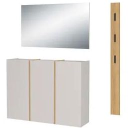 Garderoben-Set Germania "GW-Libbiano Plus", kaschmir, navarra, eiche, nachbildung, B:168cm H:200cm T:38cm, Glas, Metall, Spanplatte, Kastenmöbel-Sets, 3-tlg. Set