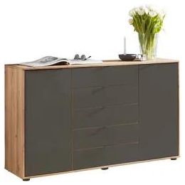 Kombikommode Wiemann "Cardiff Sideboard, Wäscheschrank, teilmassiv Bianco-Eiche, Schubladen", braun, Bianco-Eiche,Front Glasmocca, Eiche, Sideboards, verschiedenen Ausführungen, inklusive Einlegeböden