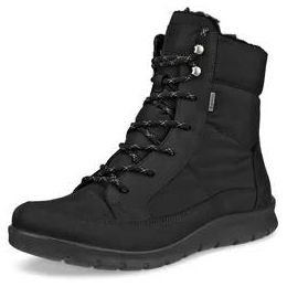Winterboots Ecco "BABETT BOOT", Damen, Gr. 39, schwarz, Nubukleder, unifarben, Schuhe, Schnürboots, Stiefelette mit wasserdichter GORE TEX-Membran