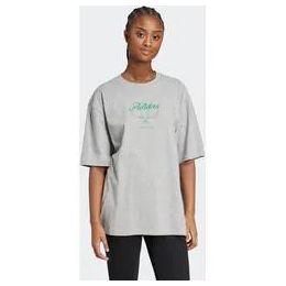 T-Shirt Adidas SPORTSWEAR "W INTL SS T", Damen, Gr. L, grau (medium grau heather), Obermaterial: 100% Baumwolle, Shirts