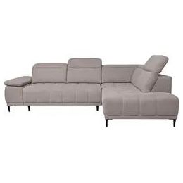 Ecksofa WERK2 "Memo Focus-L", beige, B:204cm H:82cm T:278cm, 92% Polyester, 8% Nylon, Sofas, Komfort nach Maß: Ausziehbare Sitztiefe, verstellbare Kopfteile & Füße