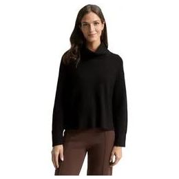 Rollkragenpullover Tom Tailor, Damen, Gr. 3XL, deep schwarz, Strick, Obermaterial: 52% Viskose, 27% Polyester, 21% Polyamid, unifarben, oversize normal, ohne Ausschnitt, Rippbündchen, Pullover, mit Rollkragen