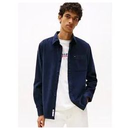 Langarmhemd Tommy Jeans "TJM BABY CORD SHIRT EXT", Herren, Gr. XXL, N-Gr, schwarz night navy, Cord, Obermaterial: 100% Baumwolle, regular fit hüftbedeckend, 1-Knopf-Manschette, Hemden, Cordhemd Regular Fit, Button-down-Kragen