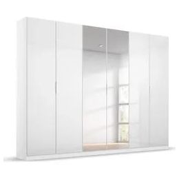 Drehtürenschrank Rauch "Kleiderschrank Schrank Garderobe KOLUNA mit Glastüren und Spiegel", weiß (alpinweiß, glas kristallweiß), B:271cm H:210cm T:54cm, Holzwerkstoff, Schränke, inkl. 2 Innenschubladen sowie extra Einlegeböden MADE IN GERMANY