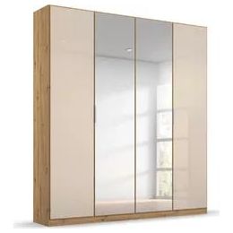 Drehtürenschrank Rauch "Kleiderschrank Schrank Garderobe KOLUNA mit Glastüren und Spiegel", beige (eiche artisan, glas champagner), B:181cm H:210cm T:54cm, Holzwerkstoff, Schränke, inkl. 2 Innenschubladen sowie extra Einlegeböden MADE IN GERMANY