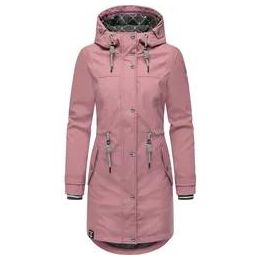 Regenjacke PEAK TIME "L60042", Damen, Gr. S (36), rosa (altrosa), Obermaterial: 100% Polyurethan, Futter 1: 100% Polyester, Futter 2: 60% Baumwolle, 40% Polyester, Wattierung: 100% Polyester, tailliert ca. Mitte Oberschenkel, Ärmel ohne Ärmelschlitz normaler Saum, Jacken, stylisch taillierter Regenmantel für Damen, Topseller